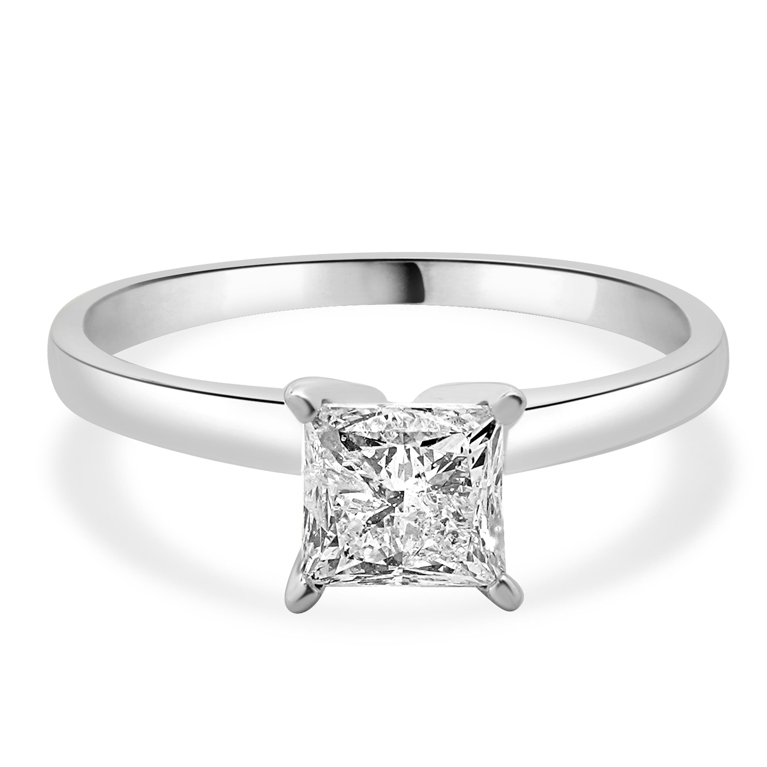 14 Karat White Gold Princess Cut Diamond Engagement Ring – The Estate ...