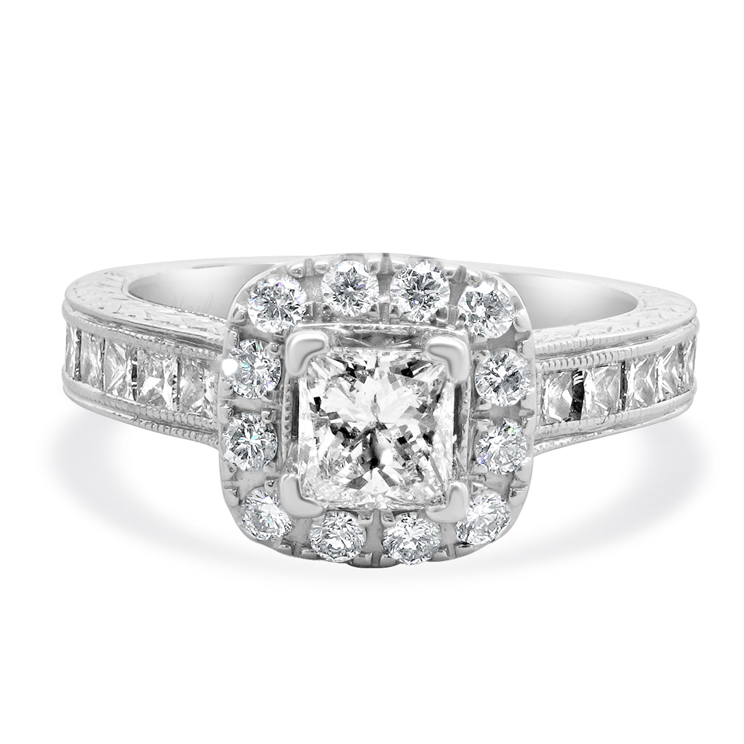 Neil Lane 14 Karat White Gold Princess Cut Diamond Engagement Ring ...