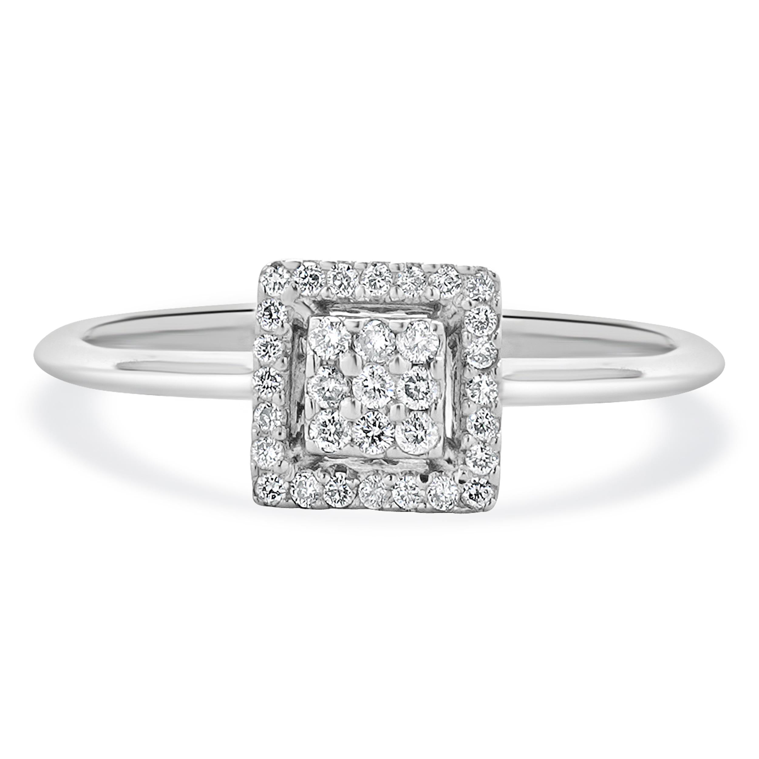 14 Karat White Gold Square Diamond Cluster Ring – The Estate Watch And ...