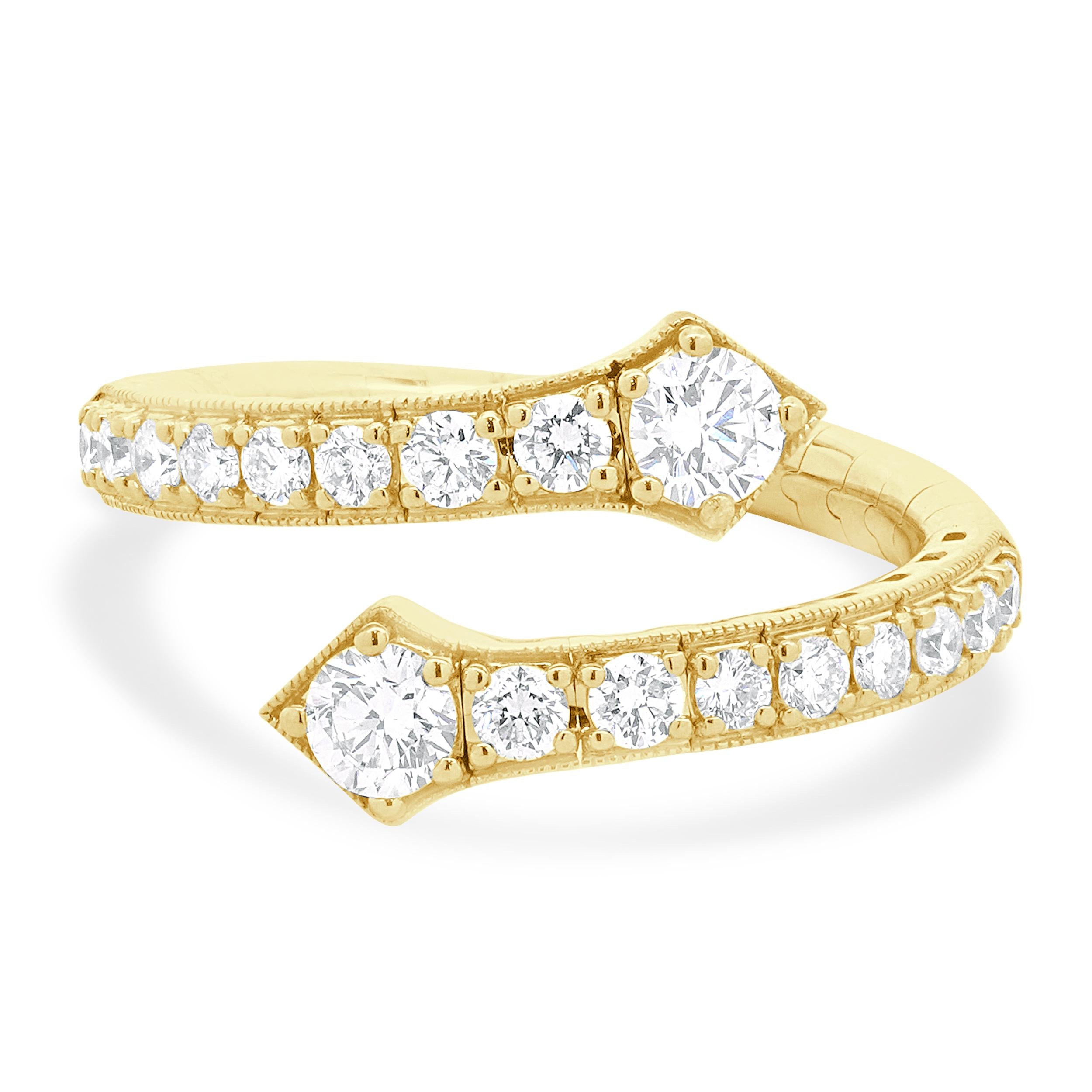 14 Karat Yellow Gold Diamond Bypass Serpenti Ring – The Estate Watch ...