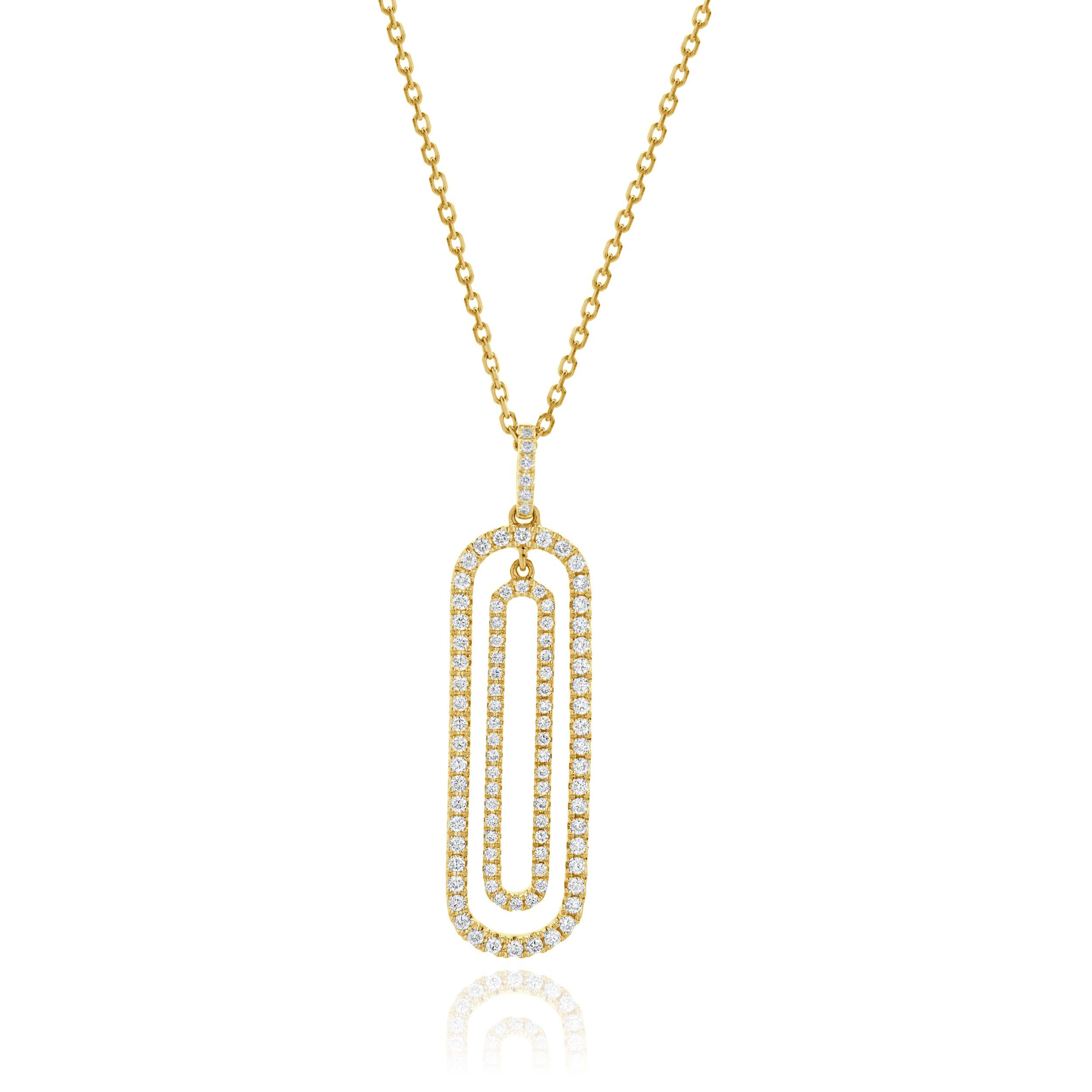 14 Karat Yellow Gold Double Open Circle Diamond Necklace – The Estate ...