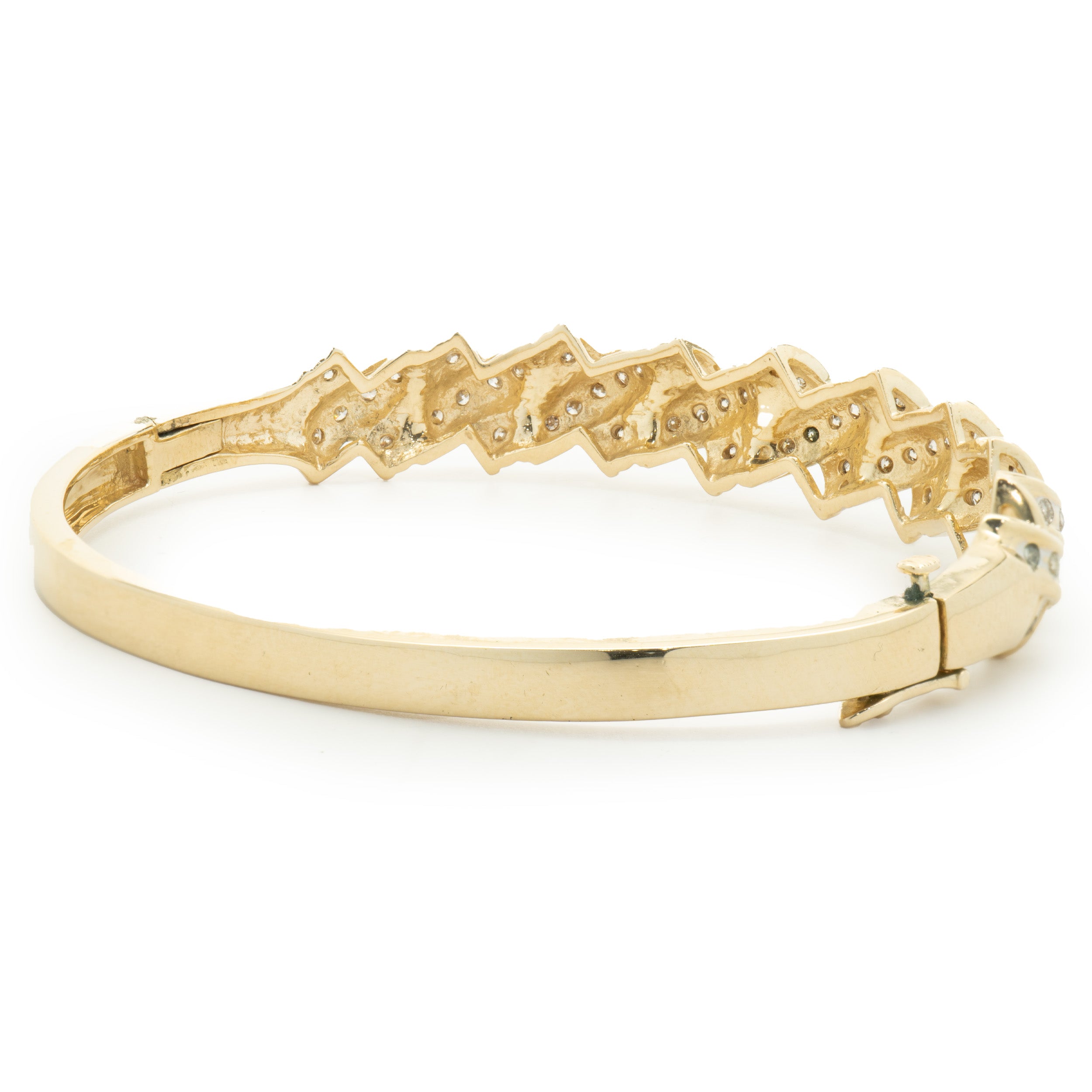 14 Karat Yellow Gold Channel Set Diamond X Bangle Bracelet – The Estate ...