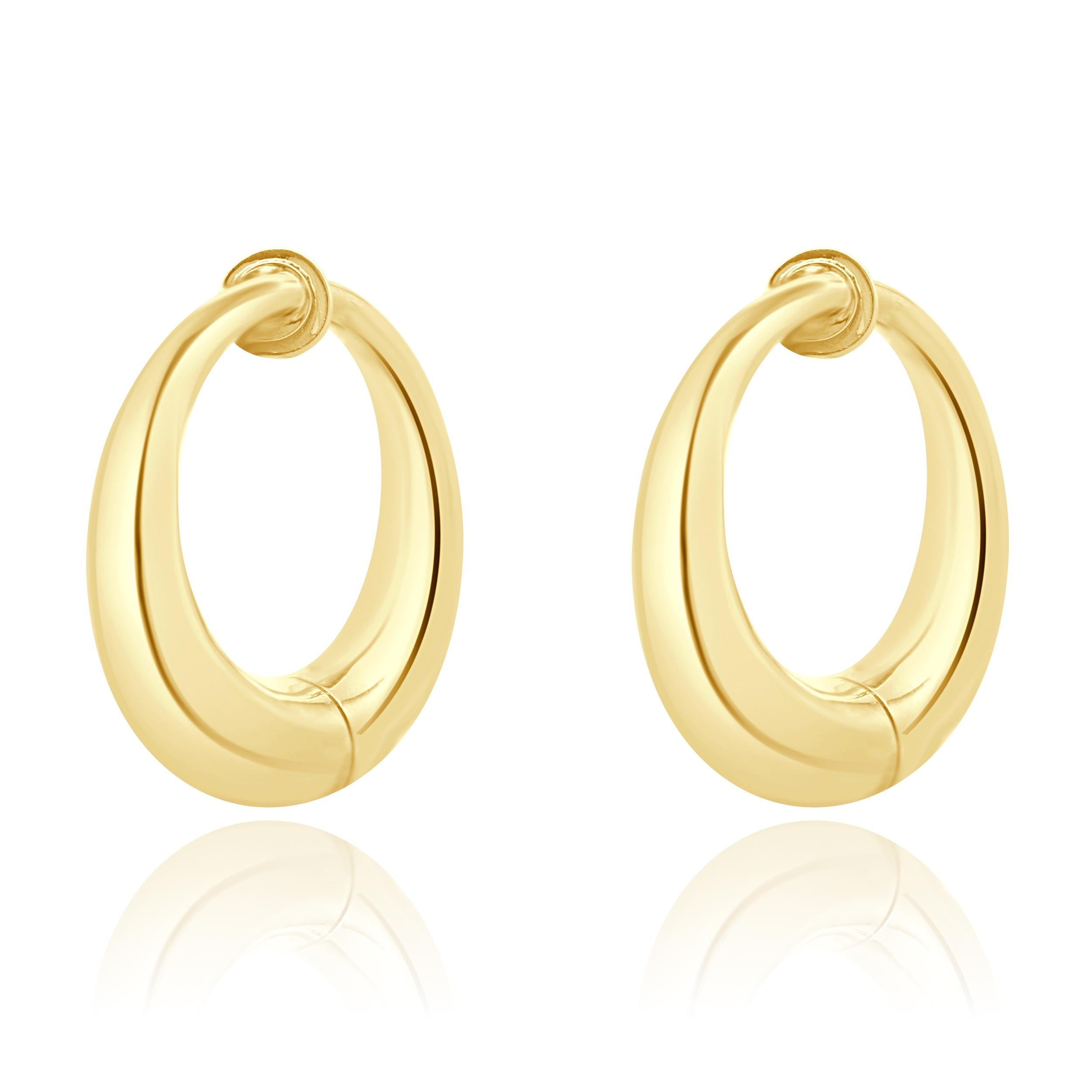 14 Karat Yellow Gold Non Pierced Spring Loaded Hoop Earrings – The ...