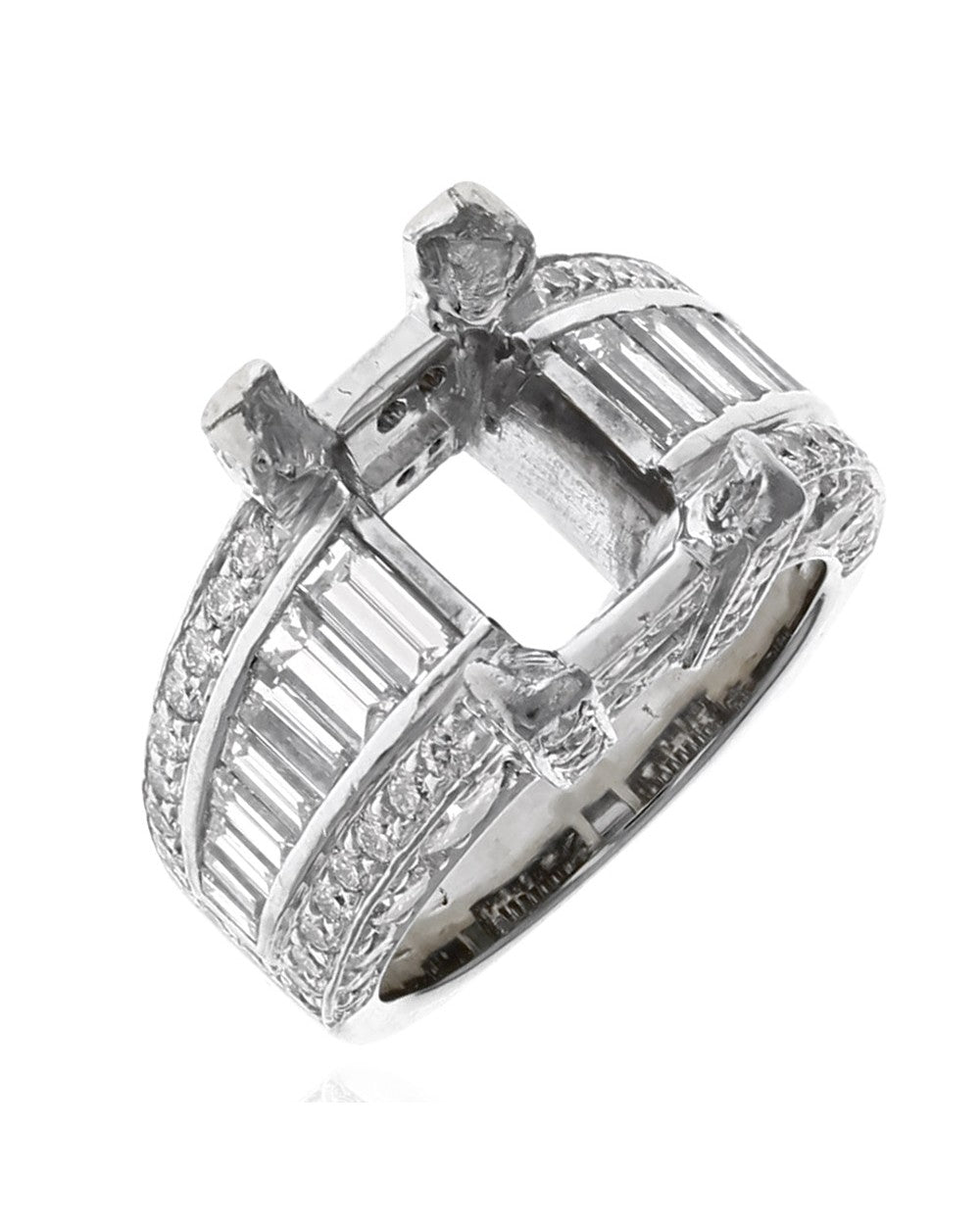 3-Sided 3-Row Diamond Semi-Mounting in White Gold – The Estate Watch ...