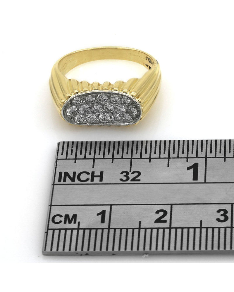 Diamond Concave Fluted Ring in Gold and Platinum – The Estate Watch And ...