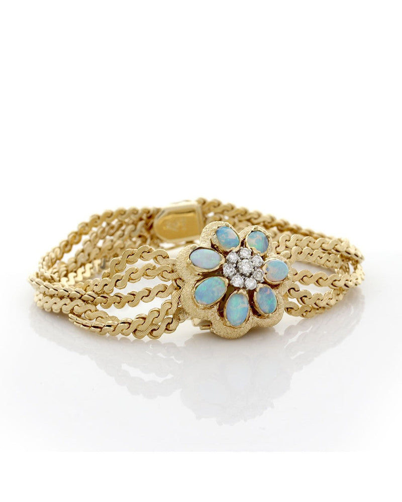 Eloga 14KY Gold Vintage Diamond Opal Flip Top Dress Watch – The Estate ...