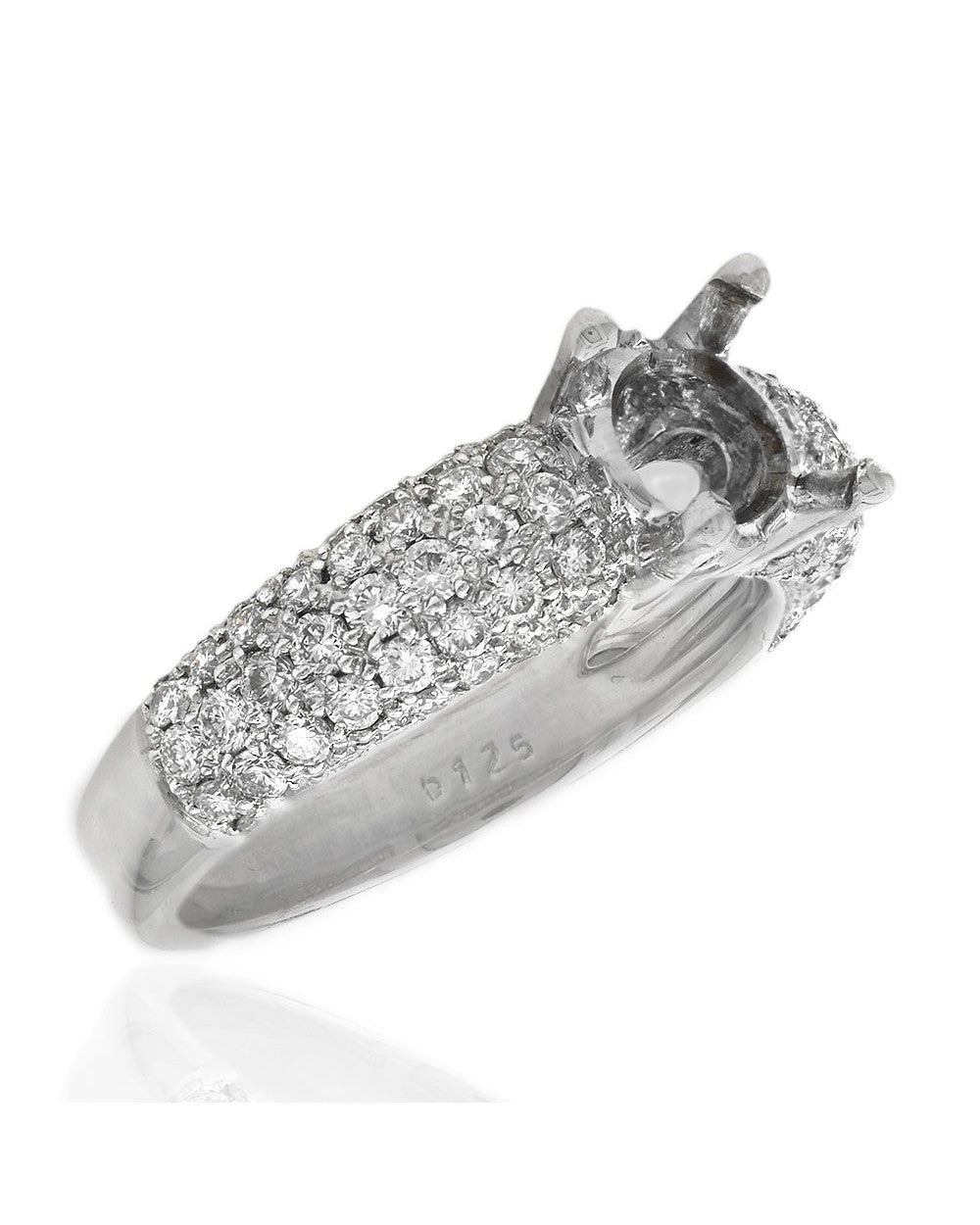 3 Sided Diamond Pave Semi Mount in White Gold – The Estate Watch And ...