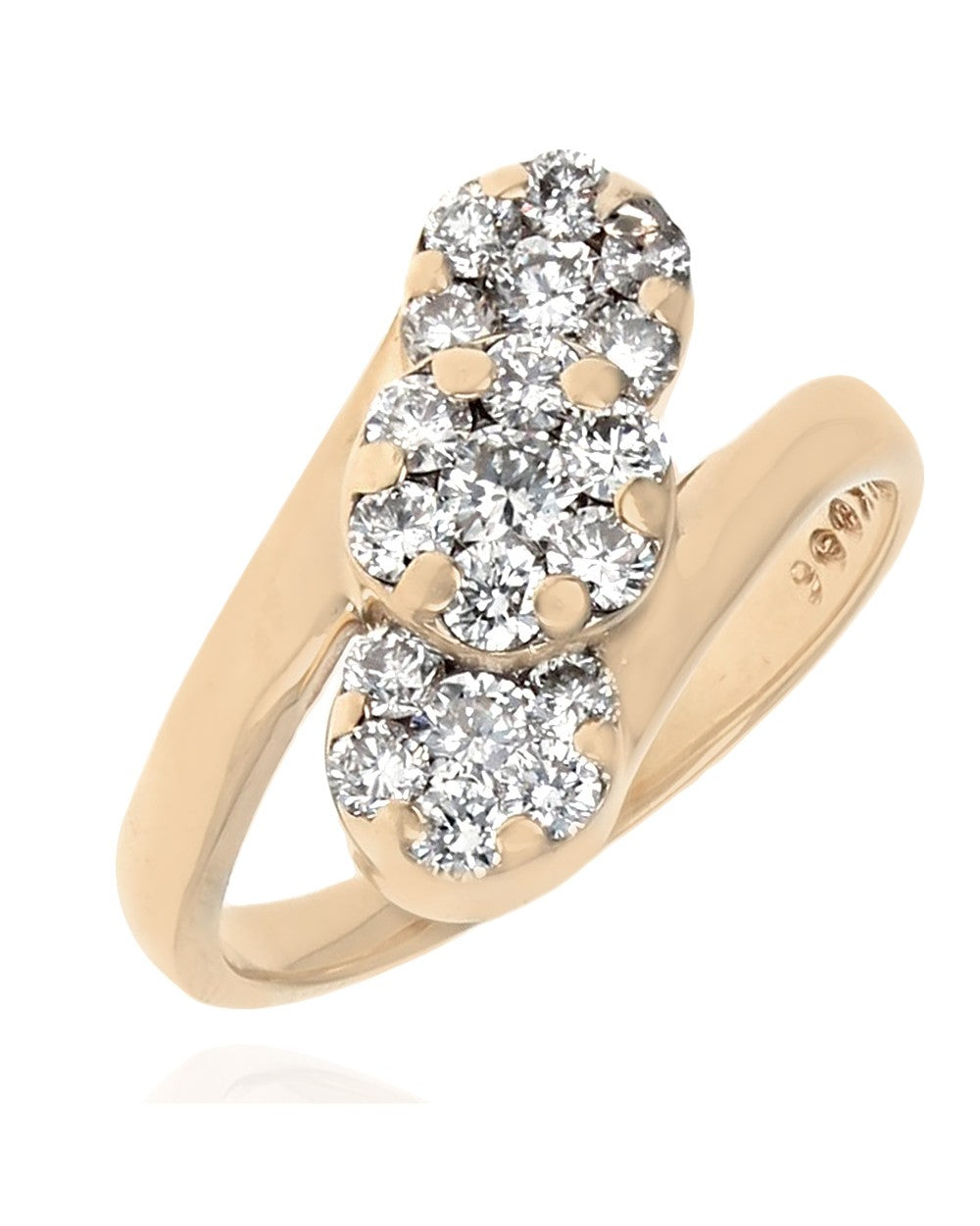 Triple Cluster Diamond Bypass Ring in Yellow Gold – The Estate Watch ...