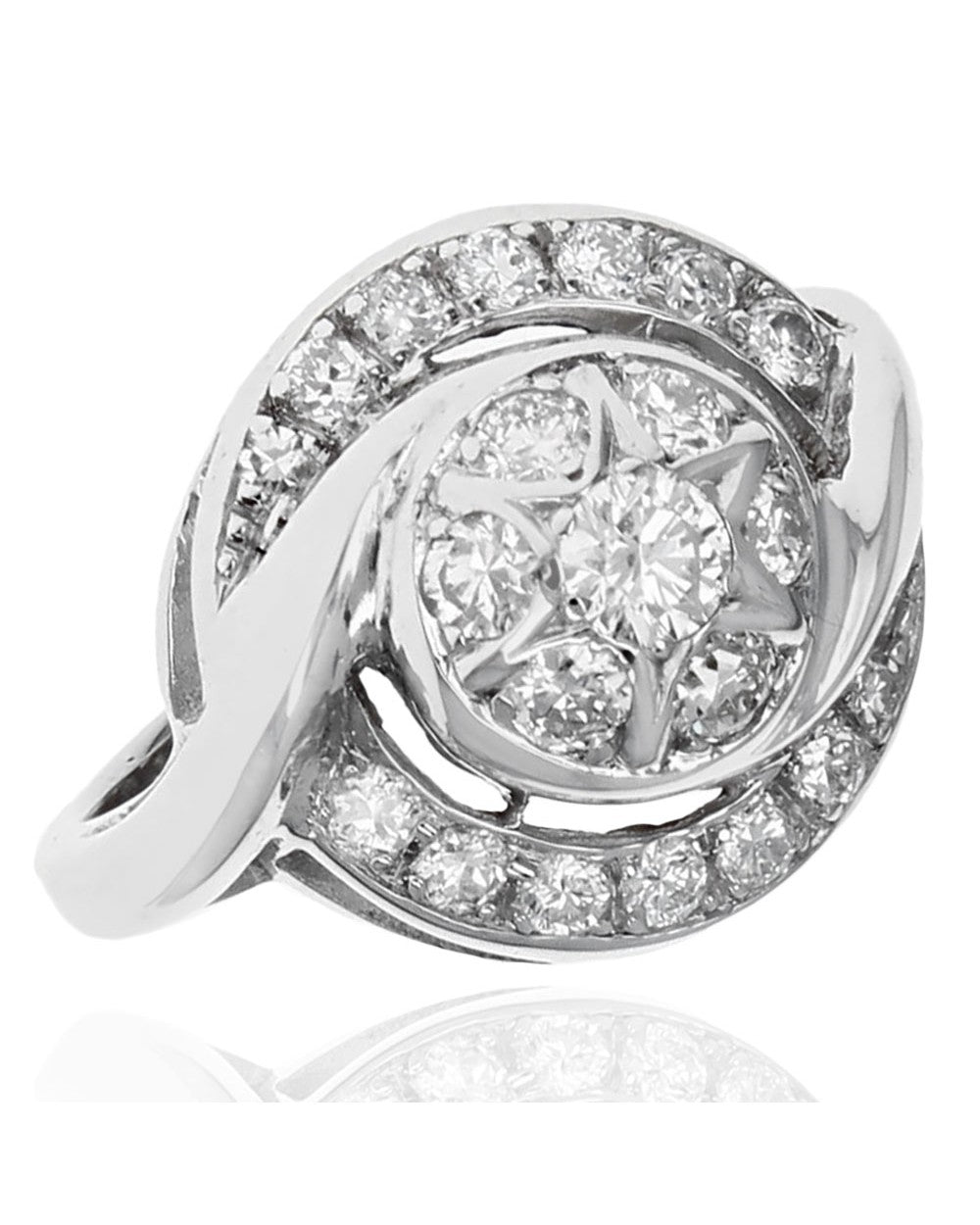 Diamond Halo Bypass Swirl Ring – The Estate Watch And Jewelry Company®