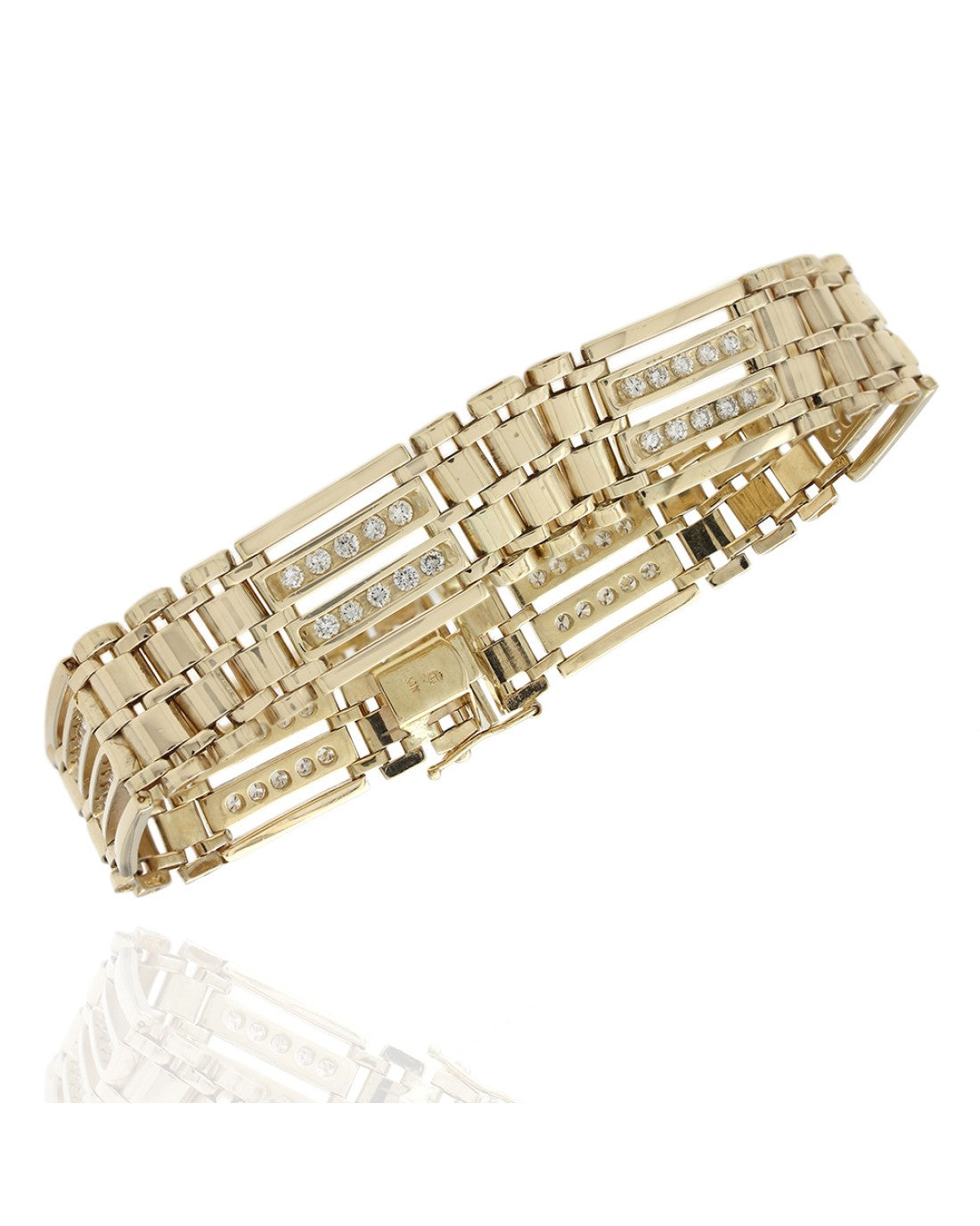 Gentlemans Alternating Link Diamond Bracelet – The Estate Watch And ...