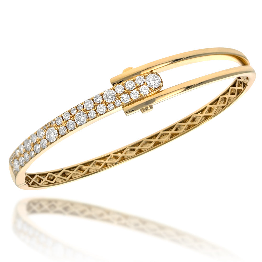 18K Yellow Gold Diamond Interlocking Bangle – The Estate Watch And ...