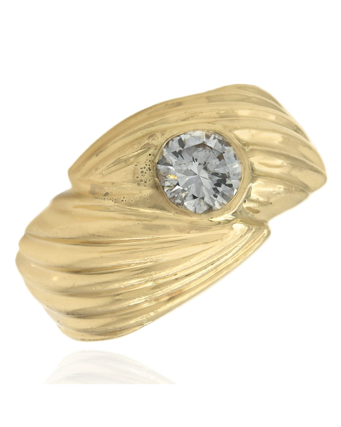 Flush Set Diamond Solitaire Fluted Ring – The Estate Watch And Jewelry ...