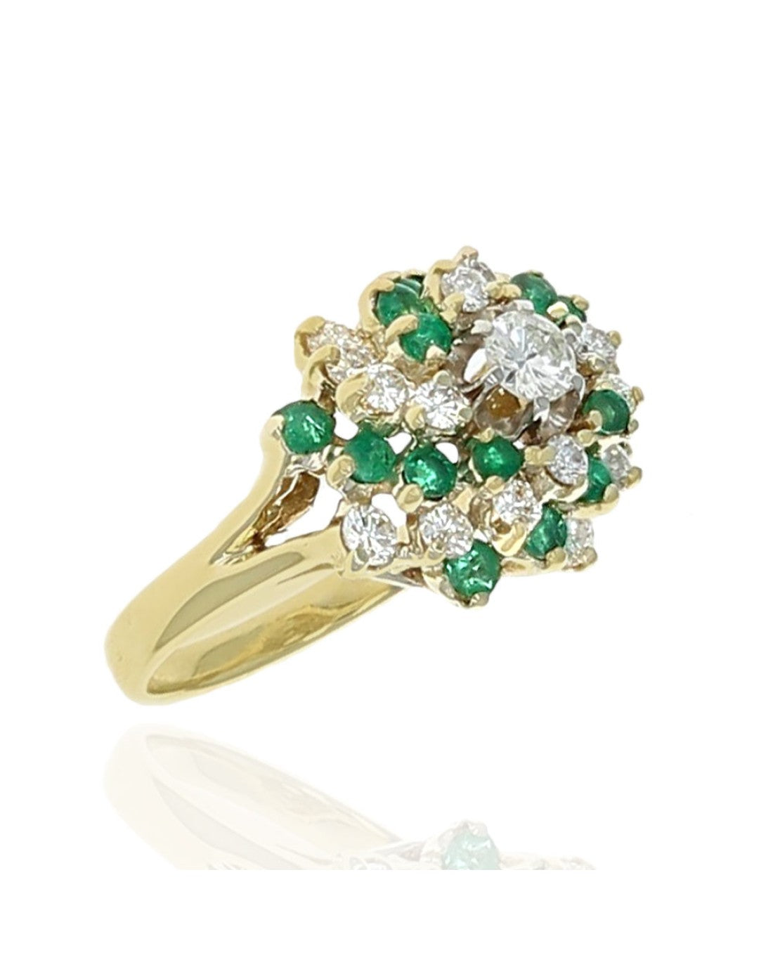 Diamond and Emerald Pinwheel Dome Ring in Yellow Gold – The Estate ...