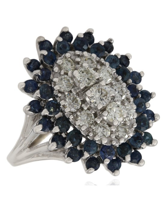 Sapphire and Diamond Double Halo Pear Shape Ring – The Estate Watch And ...