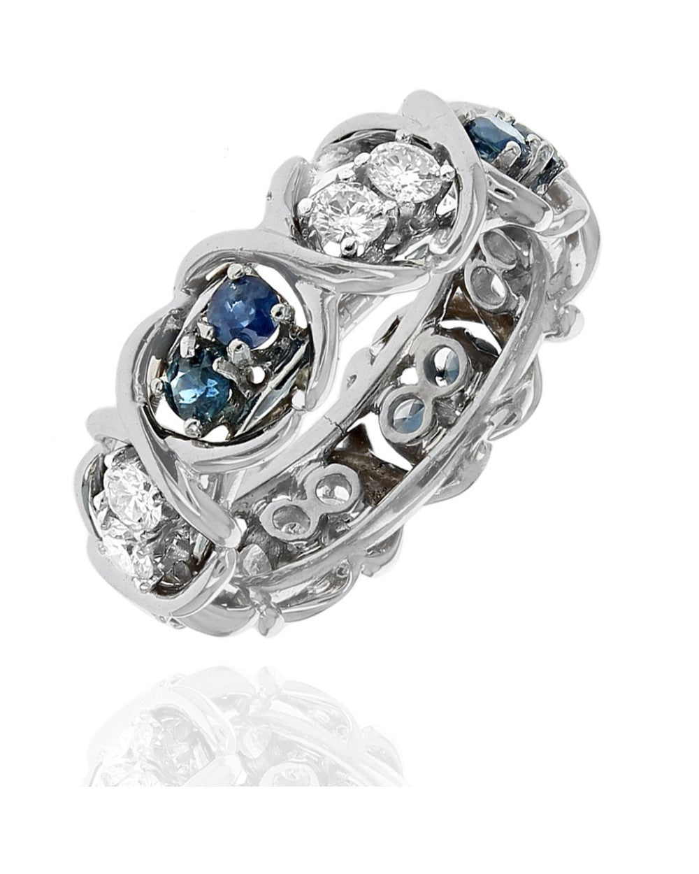 Alternating Sapphire and Diamond Crossover Eternity Ring – The Estate ...