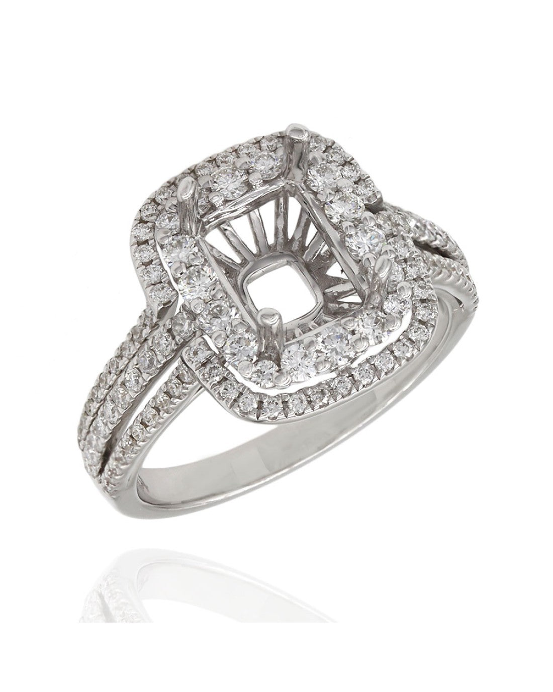 Three Row Double Halo Diamond Mounting in Gold – The Estate Watch And ...