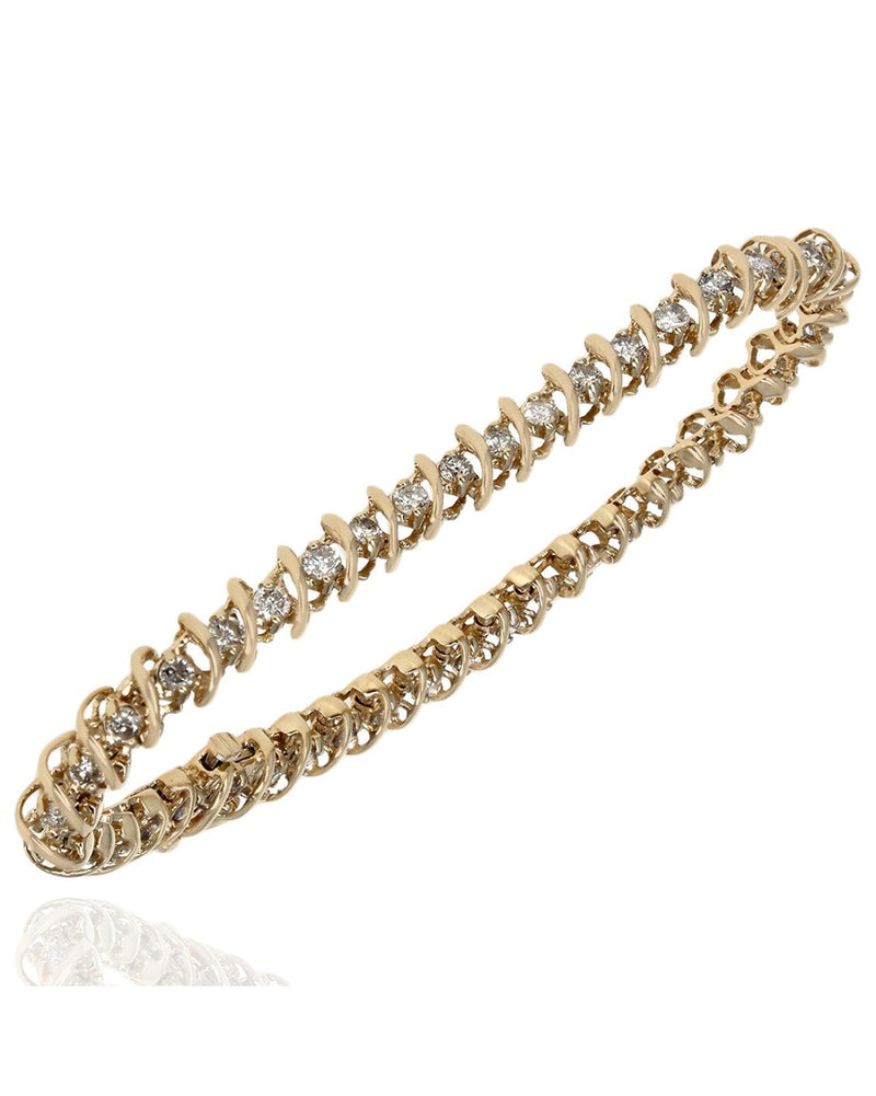 Alternating Diamond Curve Link Inline Bracelet in Yellow Gold – The ...