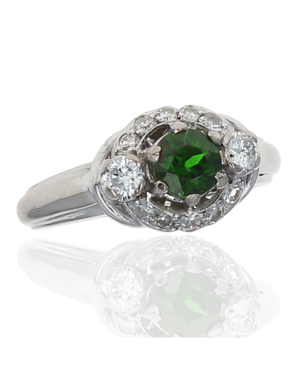 Chrome Diopside and Diamond Ring in White Gold – The Estate Watch And ...