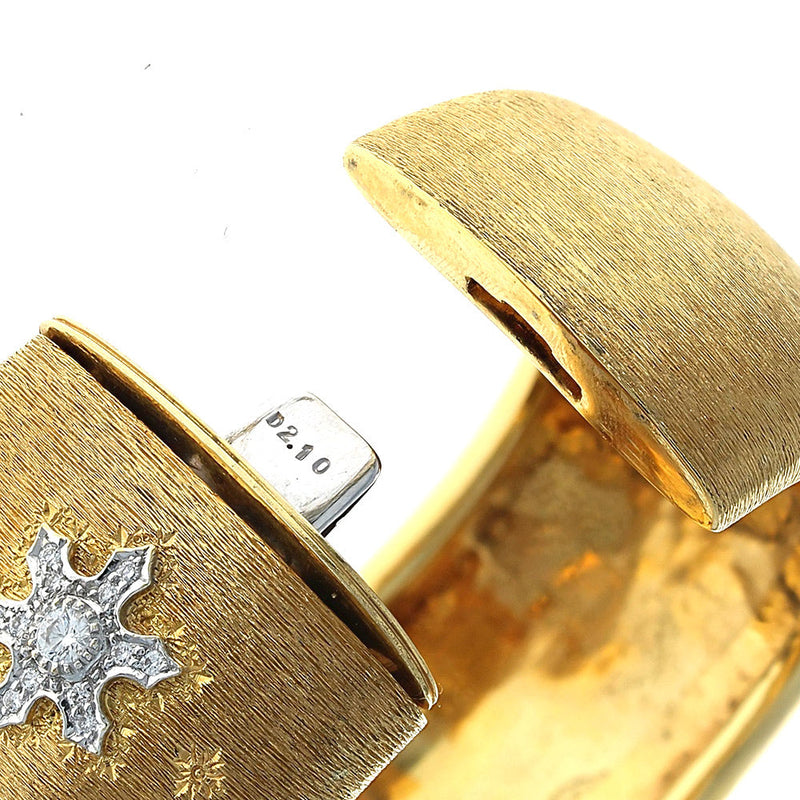 Vintage Diamond Snowflake Bangle Bracelet in Yellow and White Gold ...