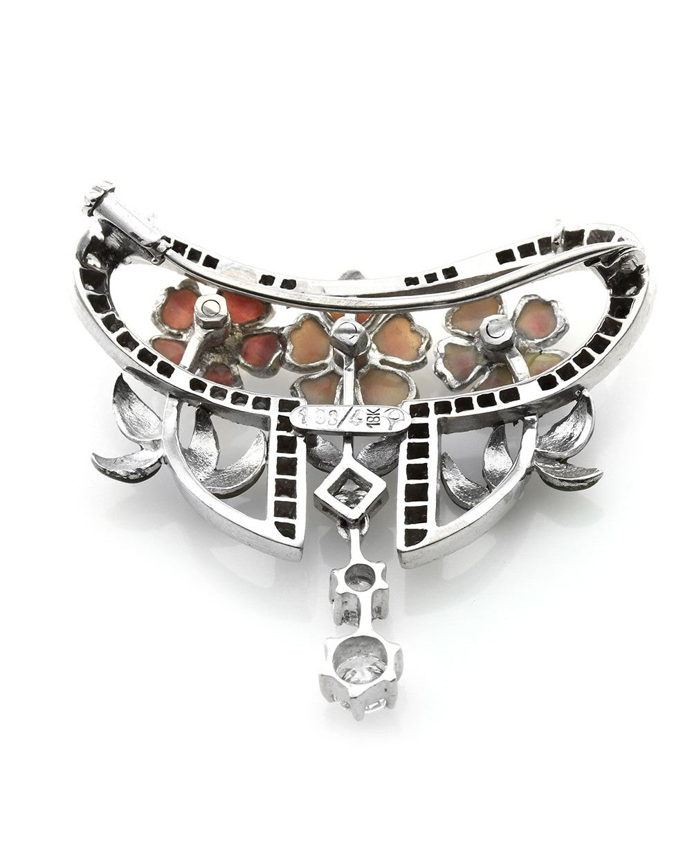 Nouveau 1910 Artic Collection Enamel & Diamond Pin/ Pendant in 18K Whi ...