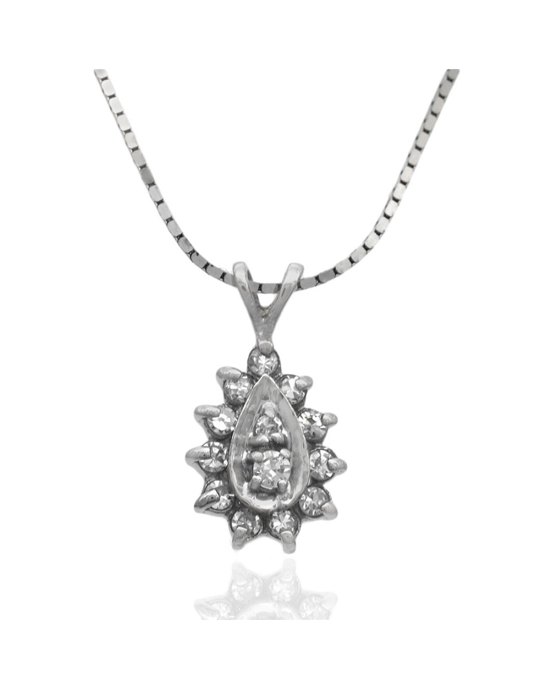 Diamond Halo Pear Shaped Drop Necklace – The Estate Watch And Jewelry ...